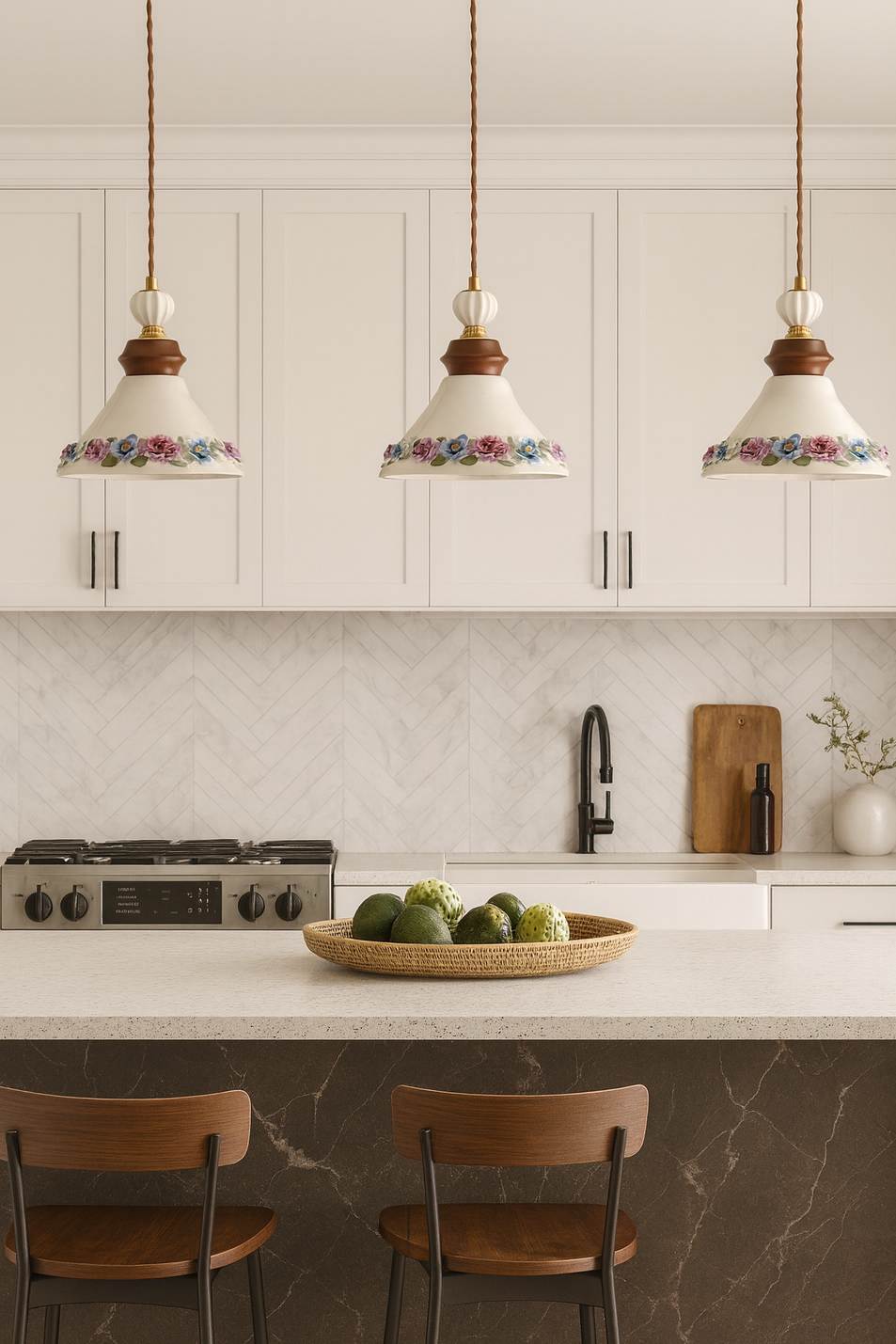 Botanical Design hanging Lamp- Japandi Ceramic Pendant Light – Mashal ...