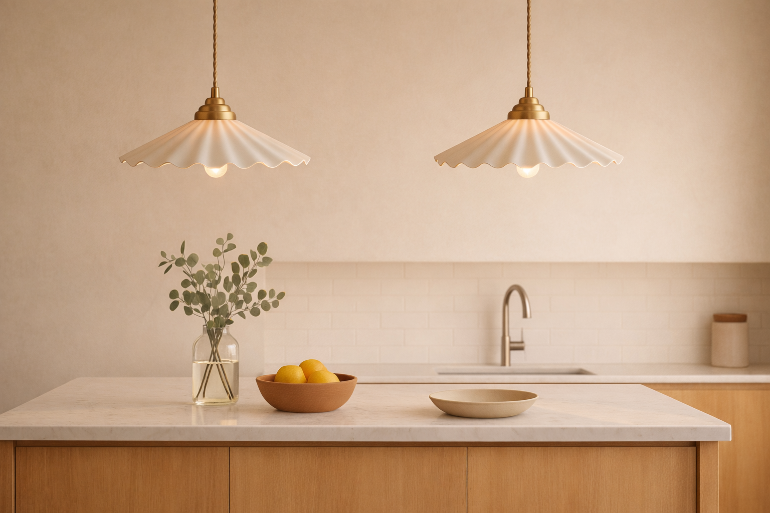 Wave Style Ceramic Pendant light, Minimalist Farm house Hanging Lamp ...
